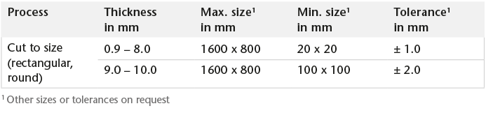 Technical details of Cut-to-Size Substrates | SCHOTT